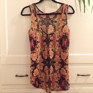 Nordstrom | Tops | Nordstromhip Black Floral High Low Tank Top | Poshmark